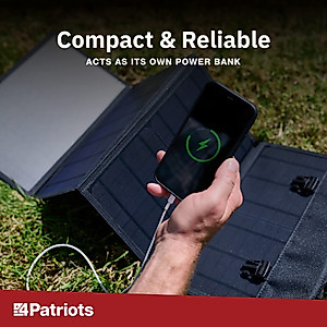 4Patriots: 40-Watt Solar Panel - Compact Portable Power, 4 Foldable Panels, USB Port for Phone & Devices, ECO Solar Energy, Handle for Easy Transport, Solar Charger for Camping, Hiking Or RV Trips