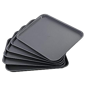 Readsky 6 Pack Plastic Serving Tray, Fast Food Plastic Trays, Deep Gray