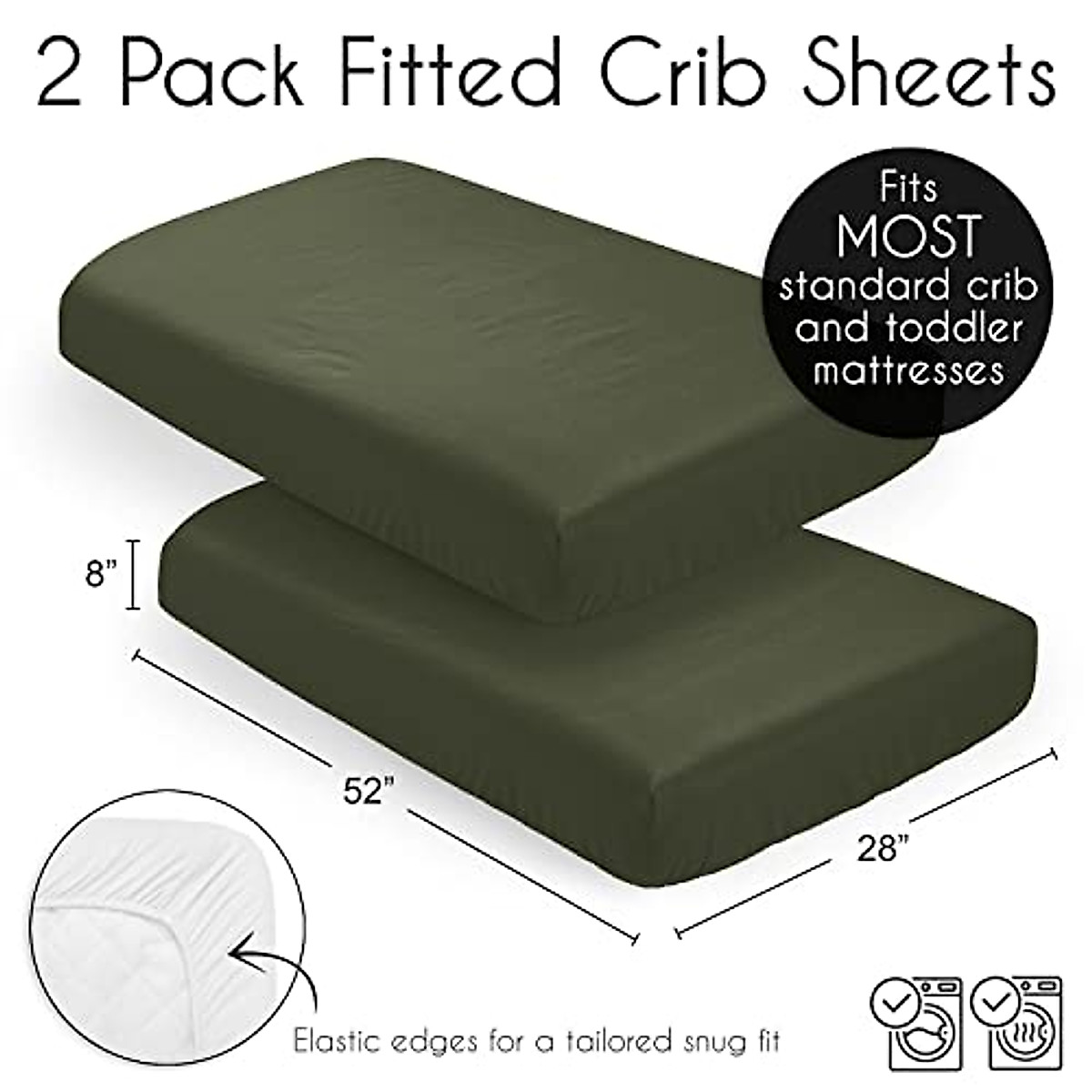 Sweet Jojo Designs Solid Dark Green Gender Nuetral Boy Girl Baby Fitted Crib Sheet Set Nursery Soft Infant Newborn Fits Standard Mattress Toddler Bed Hunter Forest Olive for Rustic Deer Woodland Camo