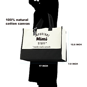 FORBIDDEN PAPER Mimi Gifts Tote Bag Important Mimi Stuff Tote Mother's Day Gift Grandma Gifts Birthday for Mimi Handbag Shopping Bag Grocery Bag Utility Tote