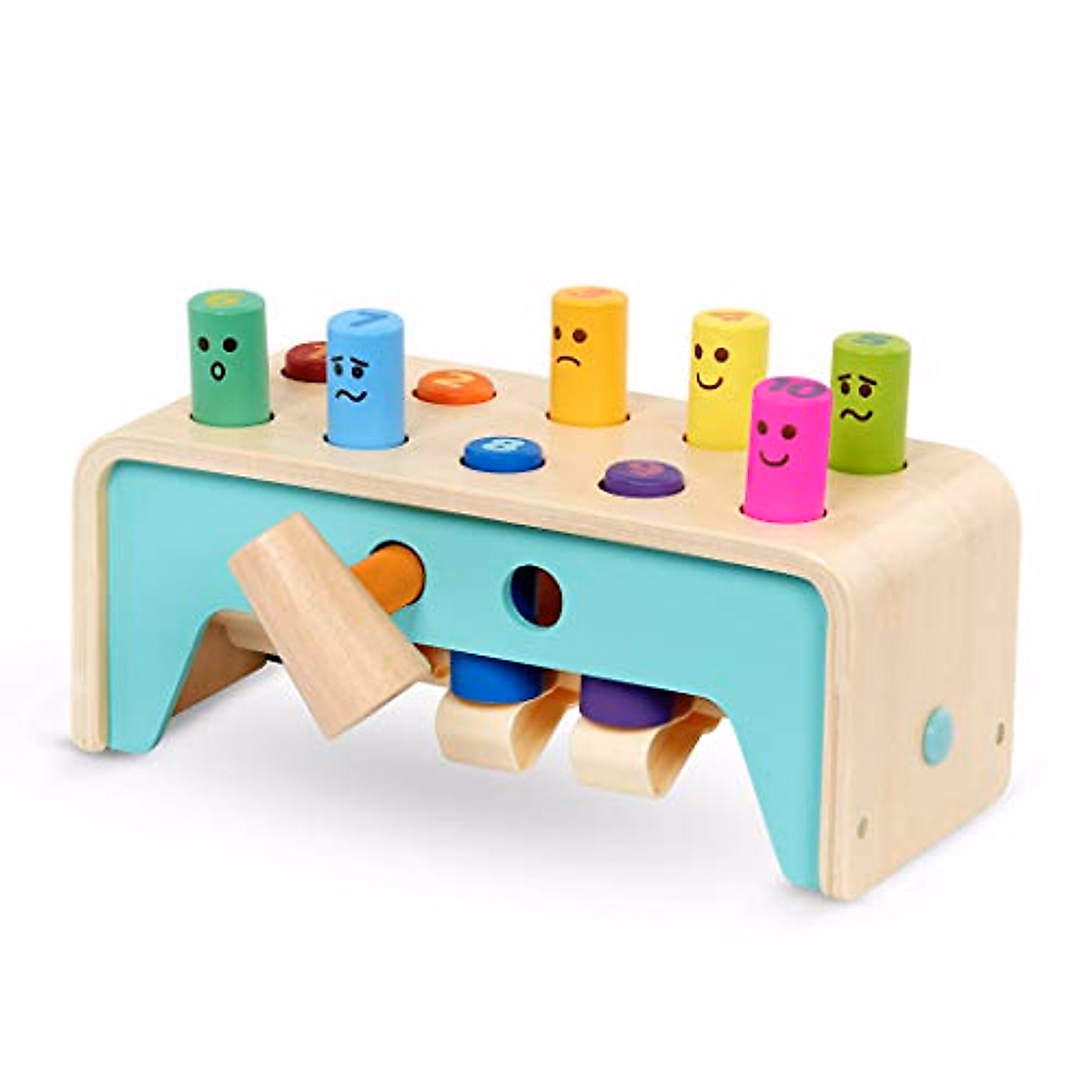 Battat – Wooden Hammer Toy for Kids, Toddlers – Pounding Bench with Pegs and Mallet –Colorful Developmental Toy – Pound & Count Bench – 1 Year +