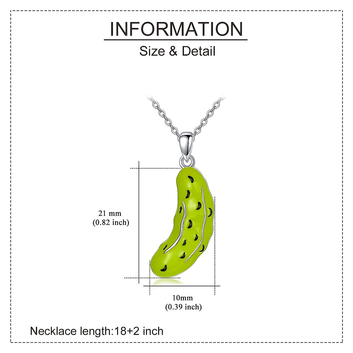 UCADRIT Pickle Necklace 925 Sterling Silver Pickle Cucumber Jewelry Gifts For Women