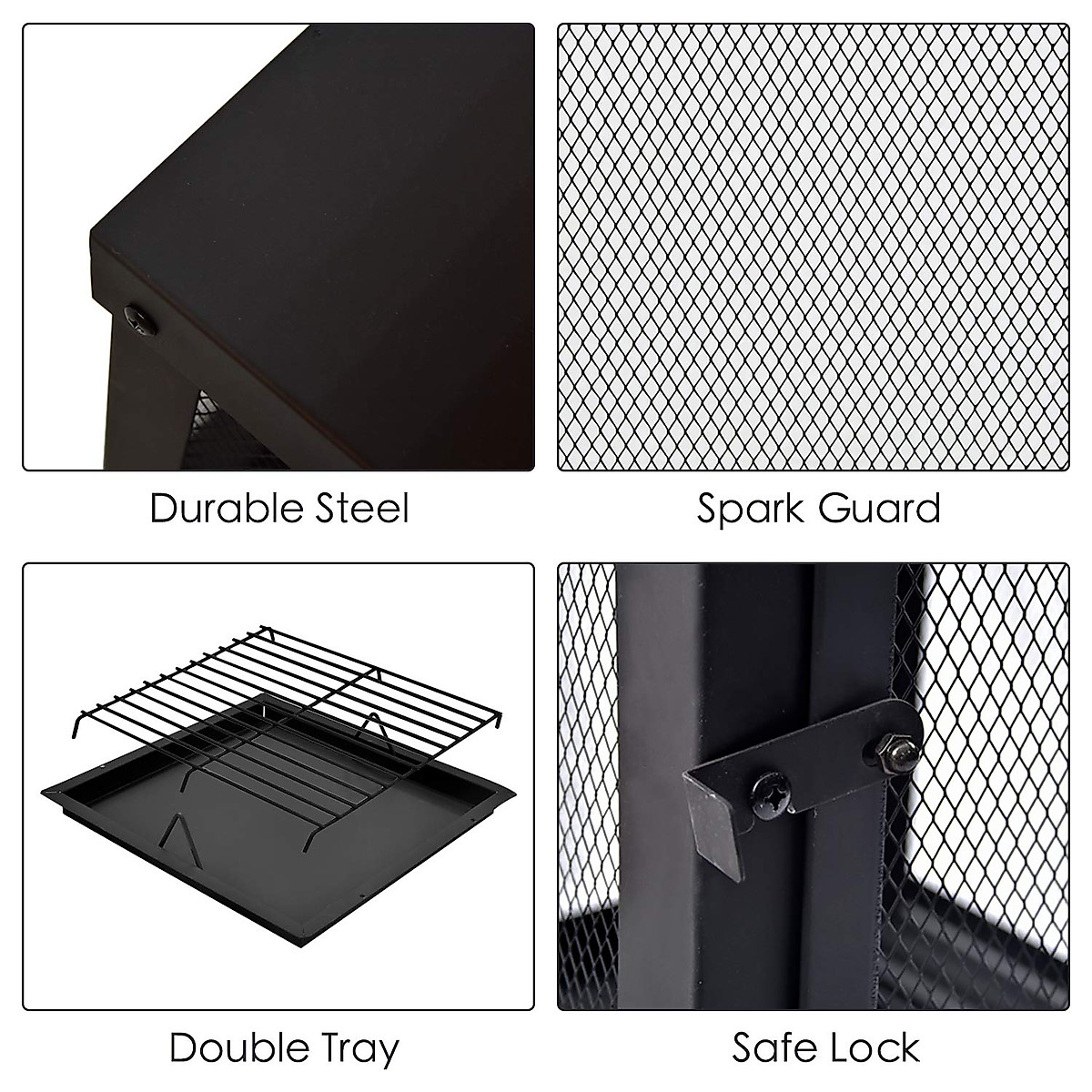 Large Fire Pits Wood Burning 44'' High Chimineas Fire Pit Steel Big Outdoor Pagoda Style Firepits Bowl with Mesh Spark Screen Modern Firepits for Camping,Backyard,Party…