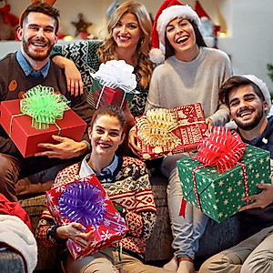 24 Pieces Pull Bow Mixed Color Large Organza Pull Bow Present Wrapping Pull Bow with Ribbon for Wedding Present Baskets (Multicolored)