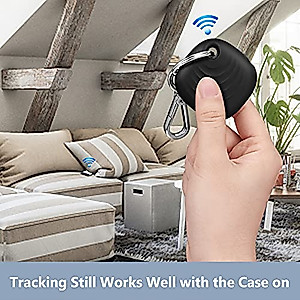 [2 Pack] Fintie Silicone Case for Samsung Galaxy SmartTag, Anti-Scratch Lightweight Soft Protective Sleeve Skin Cover with Carabiner Keychain, Black