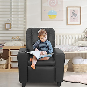 chizzysit Kids Recliner Chairs for Toddlers, Toddler Recliner for Kids Age 1-4 with Cup Holder and Side Pockets, Kids Sofa Couch for Children Bedroom, Living Room, Black