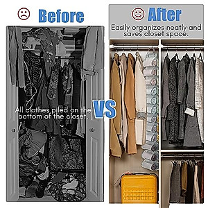 Fixwal Legging Organizer Legging Storage Bag Storage Hanger Closet Organization Holds 24 Leggings or Shirts, Jeans, and More - Grey