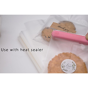 Cookie Bags 5"x7", 100Pcs Heat-sealable Frosted Semi Clear Cellophane Treat Bags Semi-Sealed