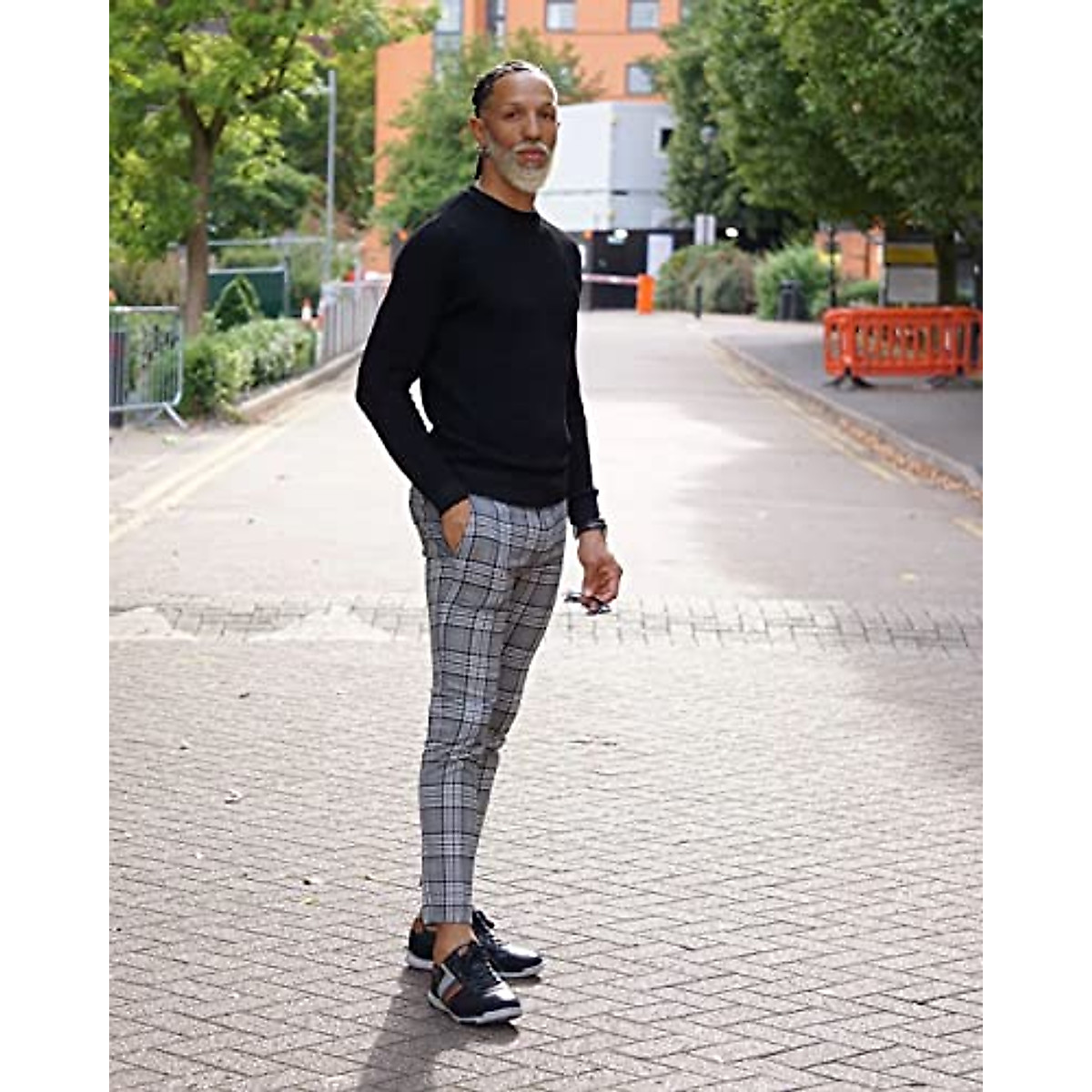 AX BOXING Mens Lace Up PU Leather Sneakers - Breathable and Comfortable Casual Walking Shoes(Black, Size_10)