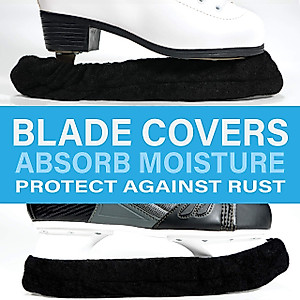 Athletico Ice Skate Bag + Large Skate Blade Cover - Bundle Includes Skate Bag for Ice Skates, Figure Skates, or Hockey Skates and Blade Cover to Protect Blades (Black) (Black, Large)