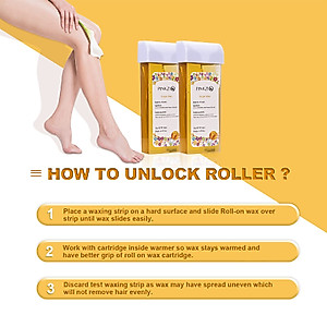 Hair Removal Roll On Wax Refill - Wax Cartridge Depilatory Wax Roller for Legs and Arms 3.52 Ounce By PINKZIO (3 Pack)
