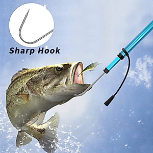 SAN LIKE Telescopic Fishing Gaff,Aluminum/Fiberglass Pole with Nonslip Rubber Handle,Stainless Steel Hook with M8 Screw, Fish Gaff Can Float When Extending - Good for Freshwater and Saltwater Fishing