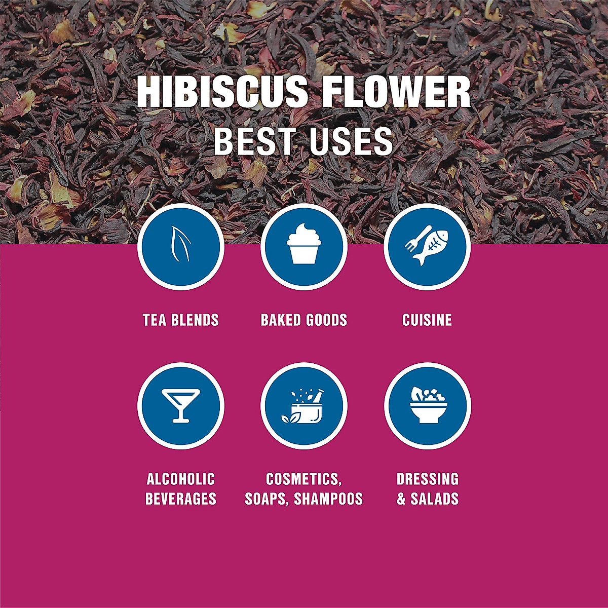 Tiesta Tea - Dried Hibiscus | Cut & Sifted Hibiscus Flower | Premium Loose Leaf Tea Blend | Non-Caffeinated Tea | Make Hot or Iced Tea & Brews Up to 200 Cups - 16 Ounce Resealable Bulk Pouch