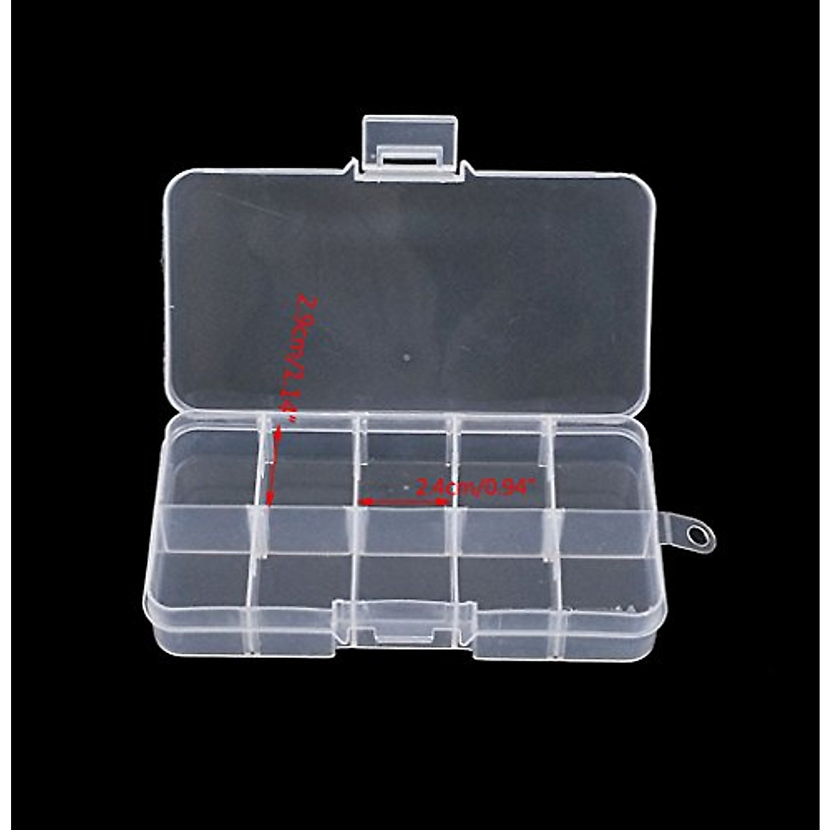 yueton 2 Pcs 10 Compartment Slot Adjustable Jewelry Bead Organizer Box Storage Container Case (Clear+Blue)