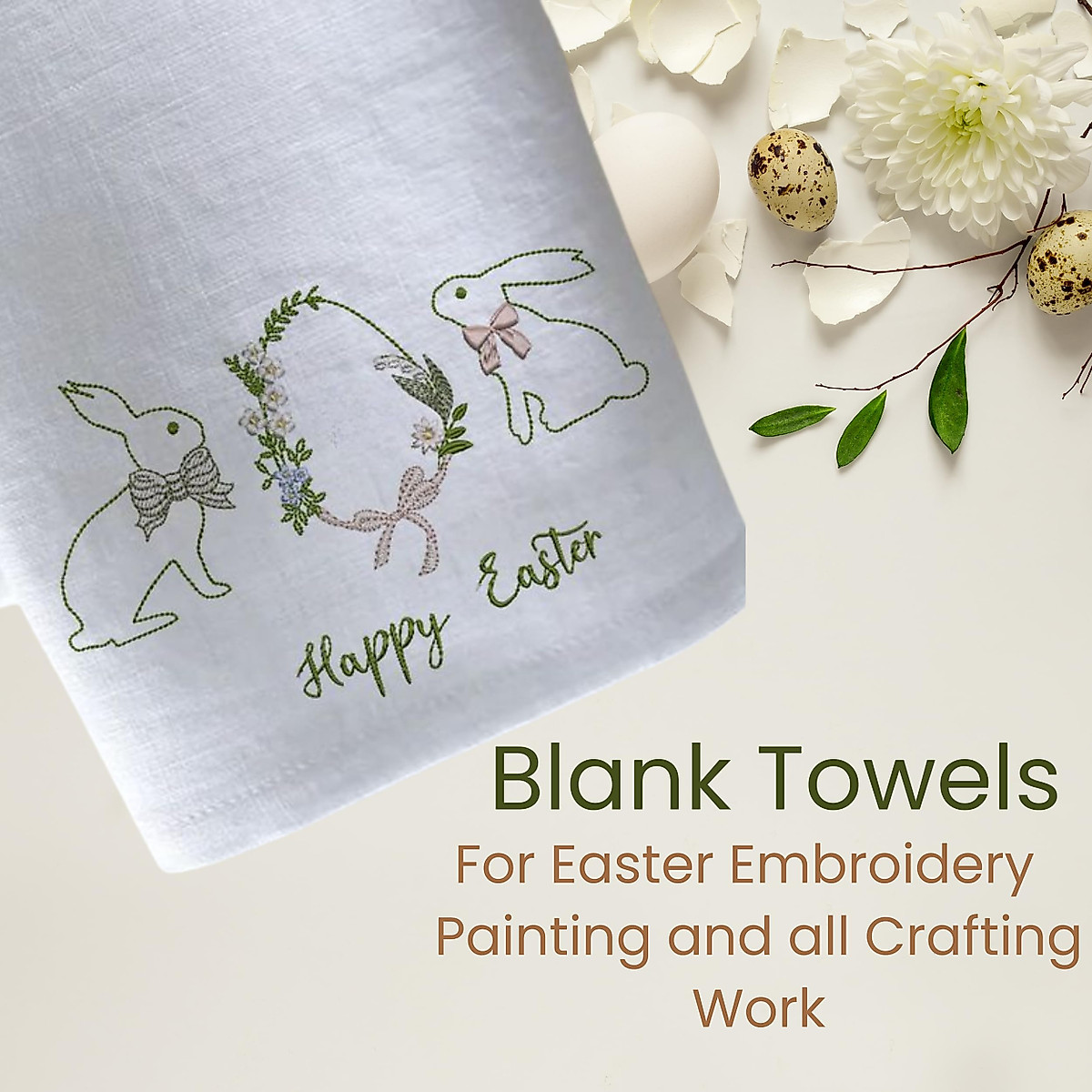 Flour Sack Kitchen Towels |Cotton Blank Towel | Tea Towel Crafting Embroidery for Easter|Flat Thick Absorbent Quick Dry | Baking Bread Proofing Linen Cover, Washable Set of 12, 28 x 28 Inch,White