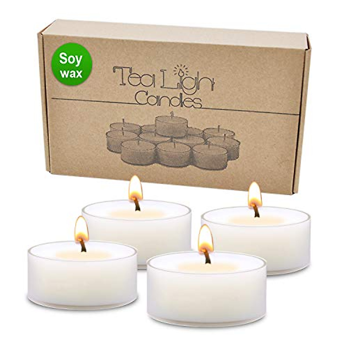 Unscented Tealights Bulk White Soy Tea Lite Candles Long Lasting Clean Burn Candles Set of 12