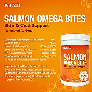 Pet MD Salmon Omega Bites and Hydrocortisone Spray Bundle - Allergy and Itch Relief Bundle for Dogs