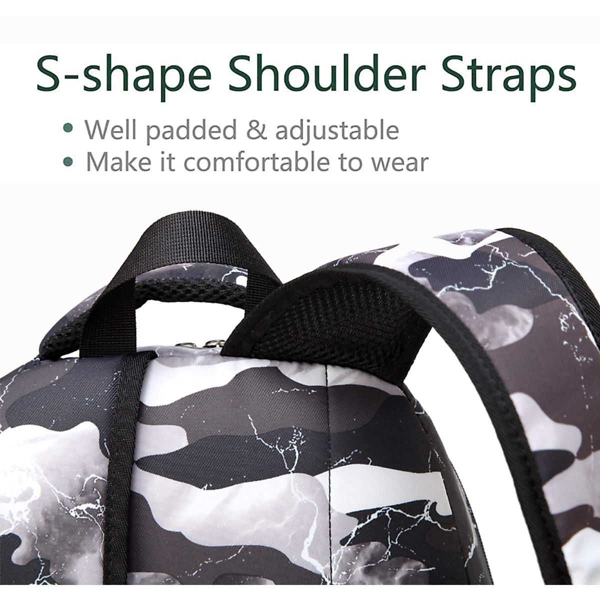 BLUEFAIRY Kids Backpack for Boys Elementary School Bags Primary Middle School Bookbags for Teens Back to School Gifts for Childs Mochila Escolares para Niños 17 Inch Aged 6-8 Camo Grey