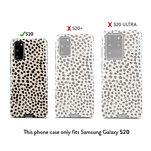BURGA Phone Case Compatible with Samsung Galaxy S20 - Hybrid 2-Layer Hard Shell + Silicone Protective Case -Black Polka Dots Pattern Nude Almond Latte - Scratch-Resistant Shockproof Cover