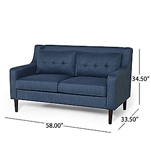 Christopher Knight Home Harva Love Seats, Navy Blue, Dark Brown