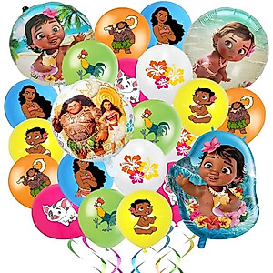 46Pcs Moana Birthday Party Decorations Balloon 6 Styles Colorful Tropical Themed Latex Balloon Bunch for Boys and Girls Moana Birthday Party Supplies