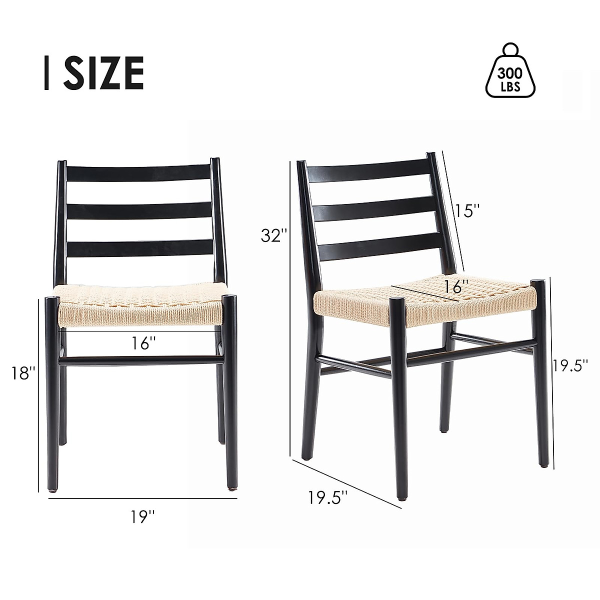 STARY Wood Rattan Dining Room Chairs with Comfortable Woven Seat,Fully-Assembled