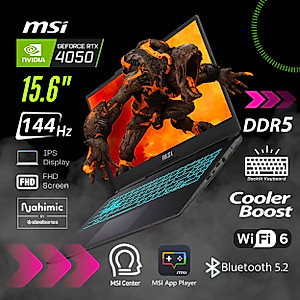 MSI Cyborg 15 2023 Gaming Laptop, 144Hz 15.6" FHD, Intel Core i7-13620H(>i9-12900H, 10 Cores, Upto 4.90 GHz), GeForce RTX 4050, Backlit Keyboard, RJ45, Windows 11 Pro, Black(64GB DDR5 RAM | 2TB SSD)