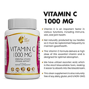 Cocó March Vitamin C 1000 MG - Dietary Supplement, High Dose of Essential Vitamin C, Immune Support - Gluten Free, Soy Free, Dairy Free, GMO Free, Vegan, 100 Capsules - 100 Servings