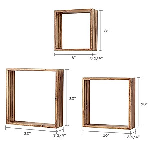 WELLAND Floating Wall Shelves Cube Displaying Shelf, Set of 3, 6 inch,8 inch and 10 inch, Walnut Finish