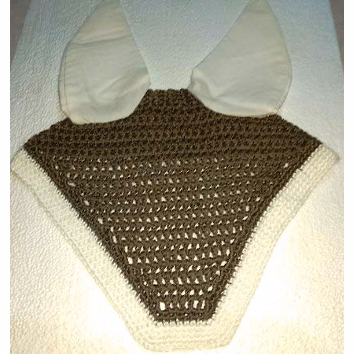 A C Horse Ear Net Crochet Fly Veil Equestrian Fly Bonnet/Veil/mask Standard Size