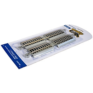 Bachmann Trains - Snap-Fit E-Z TRACK 3” STRAIGHT TRACK (4/card) - NICKEL SILVER Rail With Gray Roadbed - HO Scale