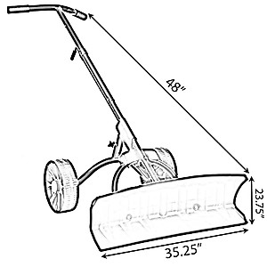 Gardenised Extra Wide 36 in. Snow Shovel Plow Pusher Remover with Large Rugged Wheels, Heavy Duty, Black