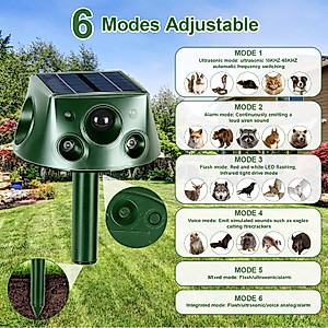 FRAMICS Solar Animal Repeller 360° Ultrasonic Animal Repellent Outdoor Solar Animal Repellent Cat Deterrent with Motion Sensor & LED Flashing Animal Repeller for Repelling Cat Squirrel Deer Raccoon