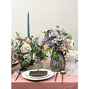 HIMIFOLO Artificial Flowers Austin Roses 25pcs Silk Fake Flowers for DIY Wedding Bouquets Combo Gradual Change Centerpieces Arrangements Party Bridal Baby Shower Home Decorations (Purple)