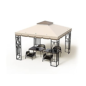 DesiDear 10x10 Canopy Replacement Top Canopy Cover Replacement 10x10 FT Double Tiered Gazebo Covers for Yard Patio Garden Canopy Sunshade (Double Lace)