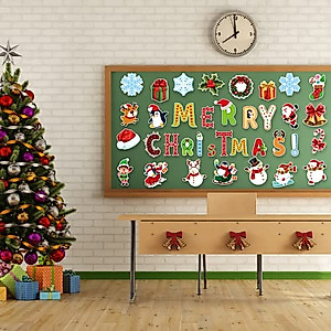 NBjiuyin 72 Pieces Christmas Mini Cut-Outs with 100 Glue Point Dots Assorted Xmas Cartoon Accents Cutouts for Bulletin Board Classroom Decoration School Home Holiday Christmas Party