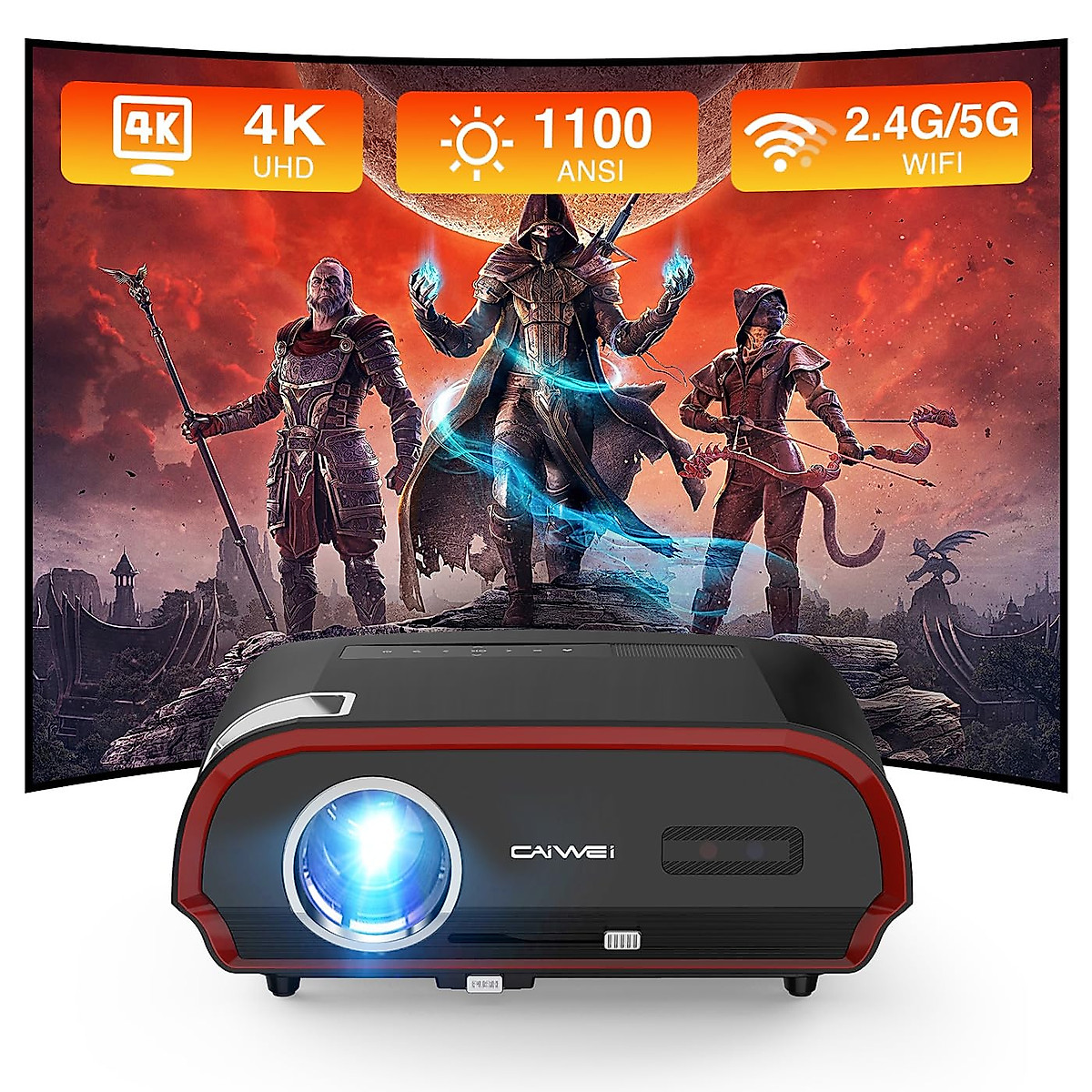 Smart LED 4K Projector Daylight HDR WiFi 6 Bluetooth Wireless HDMI FHD Movie Gaming TV Projectors 5G Wi-fi Indoor Daytime 1100ANSI High Lumen Outdoor Home Theater Proyector 4K Ceiling Airplay Keystone