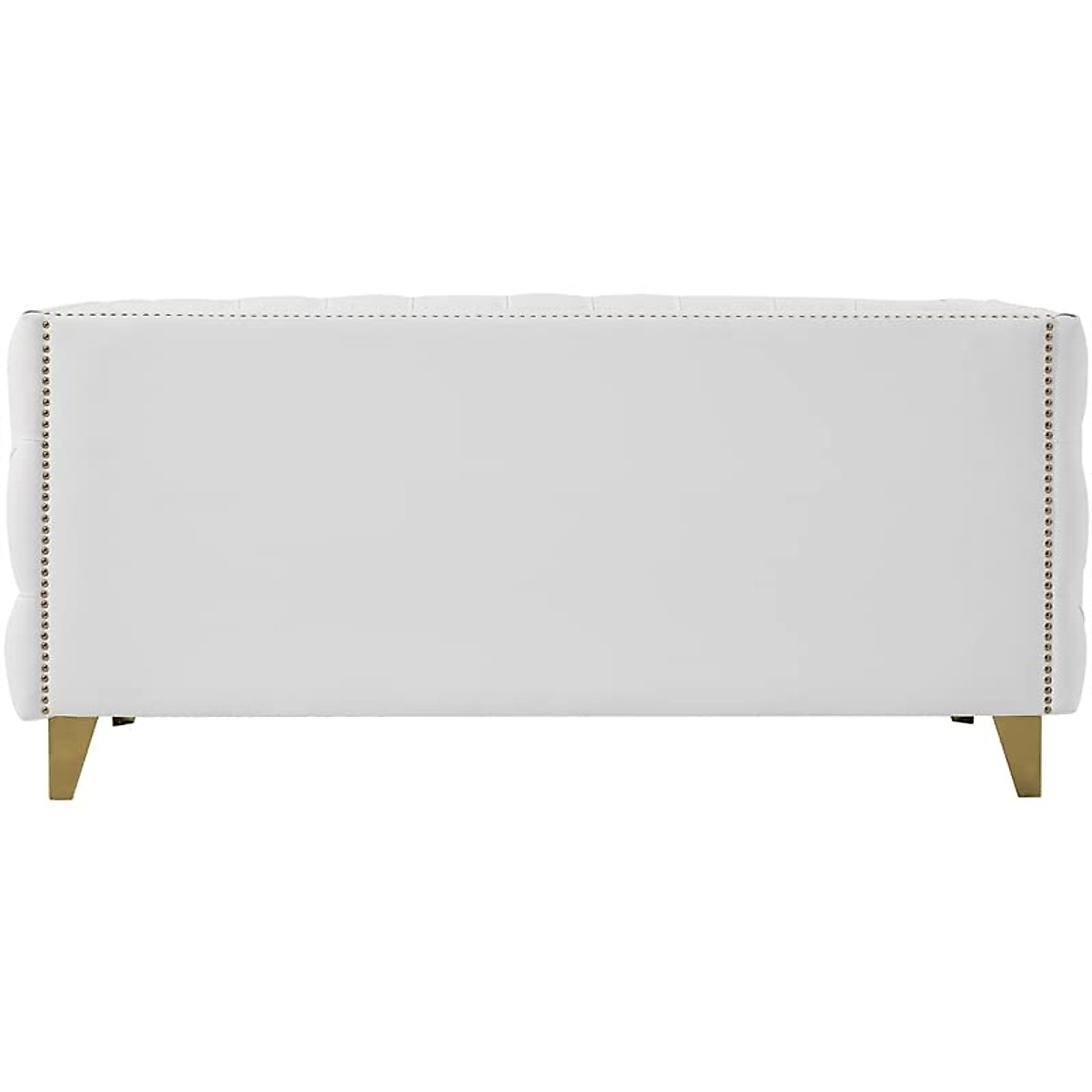 Meridian Furniture 651White-L Michelle Collection Modern | Contemporary Loveseat with Deep Button Tufting, Nailhead Trim and Sturdy Gold Iron Legs, 66" W x 34" D x 30" H, White