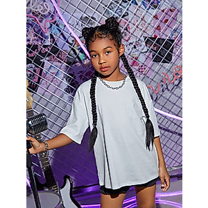 SOLY HUX Girl's Letter Graphic T Shirts Short Sleeve Cute Shirts Oversized Loose Tee Summer Tops White 10Y