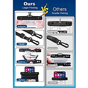 2 pcs Large Waterproof Phone Pouch Floating, Waterproof Bag Case for iPhone 15 14 13 12 11 Pro Max X XR 8 Plus Samsung Up to 7.2'', Water Proof Phone Dry Bag for Boating Swimming Kayaking Vacation