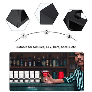 DOITOOL Black Shot Glass Holder Rack, Professional Wooden Holder for Tequila, 6 Thick Base Shot Serving Tray for Whiskey, Vodka, Tequila, Cocktail, Soju, Party, Bar, Nightclub