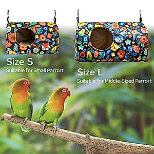 LyssKMK Parrot Nest House Bird Winter Warm Bed Bird Snuggle Hanging Hut Bird Parrot Hammock Bird Sleeping Hideaway Cave for Cockatiels Parakeet Budgies African Grey Parrot Budgies Lovebird L