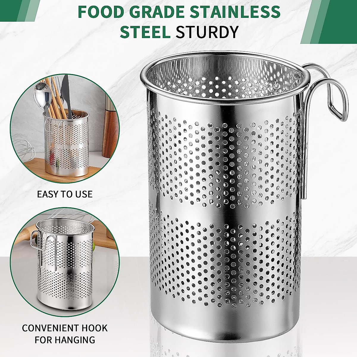 POPGRADE Utensil Drying Rack Silverware Caddy for Countertop, Stainless Steel Utensil Holder for Dish Rack, Silverware Drying Rack Holder Utensil Caddy Cutlery Rack, Chopstick Dishwasher Basket