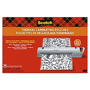 Scotch Thermal Laminating Pouches, 25 Pack Laminating Sheets, 3 Mil, 11 x 17 Inches, Education Supplies & Craft Supplies, For Use With Thermal Laminators, Legal Size Sheets (TP3856-25)