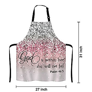 Lefolen PSALM 46:5 God is Within Her,She Will not Fall- Bible Verse Apron Home Kitchen Waterproof Cooking Baking Gardening for Women Men