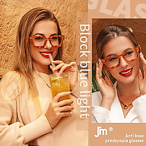 JM 3 Pack Square Oprah Style Reading Glasses for Women Men, Oversized Rectangle Spring Hinge Readers Blue Light Blocking +0.0