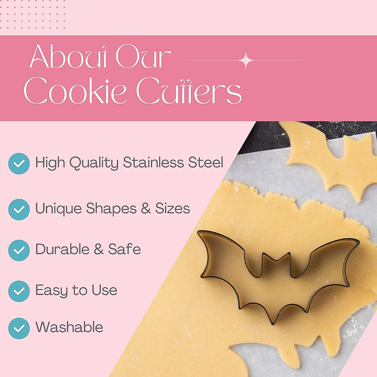 Cookie Cutter Kingdom, Bat Cookie Cutter, Halloween, Stainless Steel, Beautful Coated Finish, Mold for Cakes Biscuits and Sandwiches (Bat - Single)