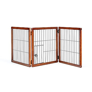 Carlson Pet Products Design Paw 62-Inch Super Wide 3 Panel Premium Wooden Pet Gate,Brown