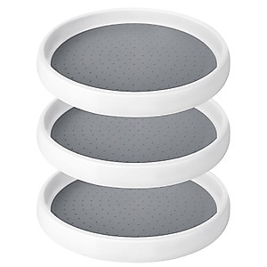 CYEAH 3 PCS Lazy Susan Turntable 10 Inch, Non-Skid Lining Kitchen Storage Turntable for Cabinet, Pantry, Refrigerator, Countertop, Gray