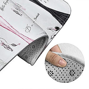 WONDERTIFY Haute Dresses Bathroom Antiskid Pad Elegant Shoes Bags 3 Pieces Bathroom Rugs Set, Bath Mat+Contour+Toilet Lid Cover White Black Subtle Pink